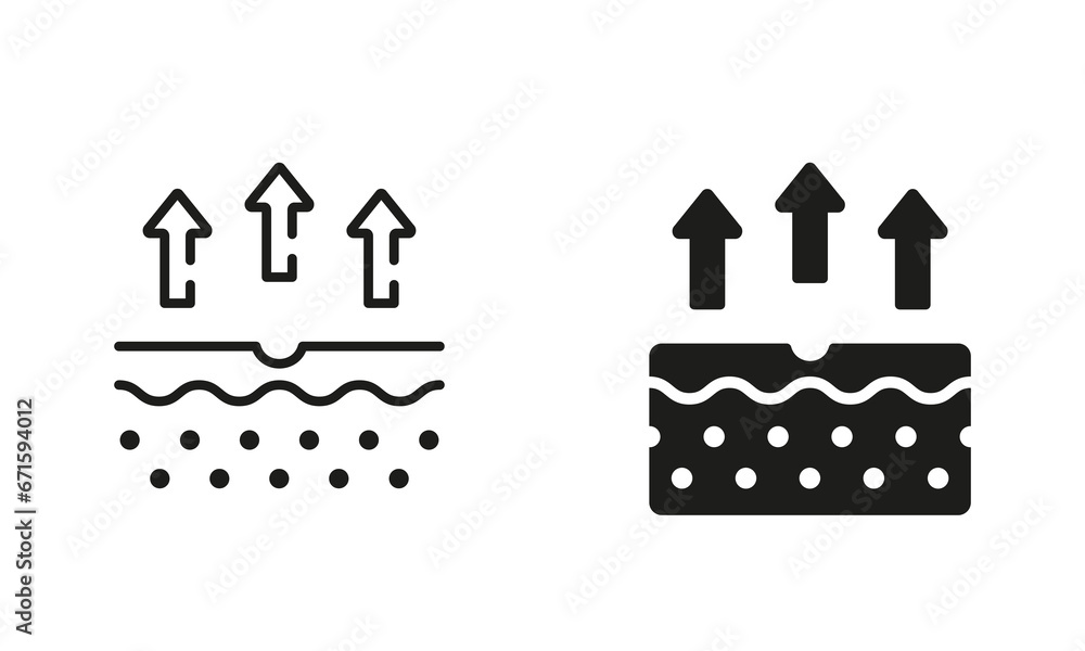 Moisture Evaporation of Skin Symbol Collection. Skin Water Loss Line ...