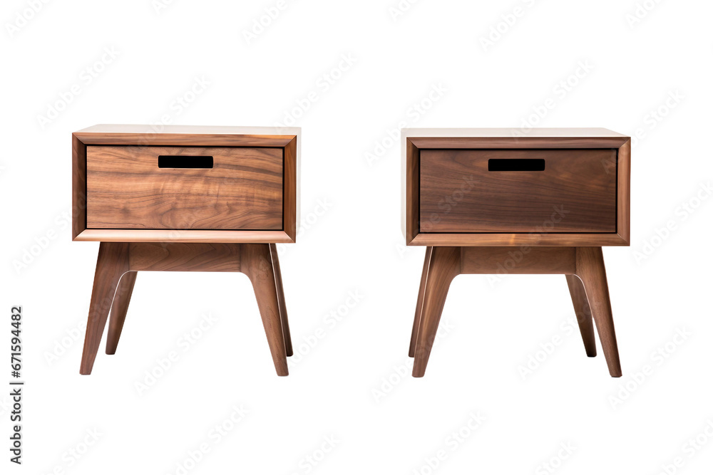Walnut Nightstand Isolated on Transparent Background. Ai Stock Photo ...