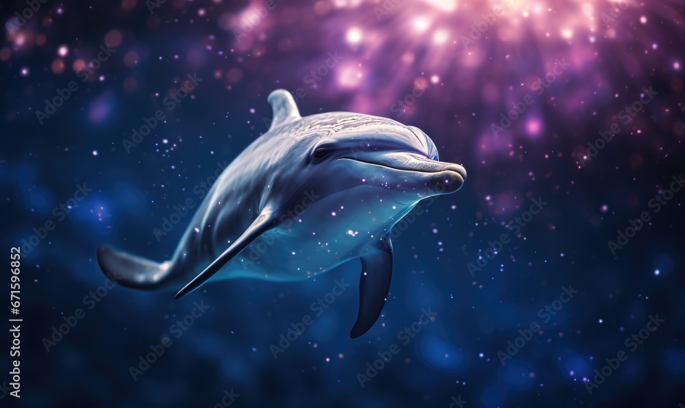 Dolphin in the deep blue sea. Dolphin swimming underwater in beautiful ...