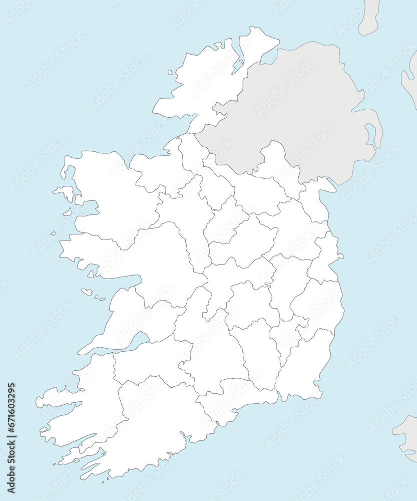 Vector blank map of Ireland with counties and administrative divisions ...