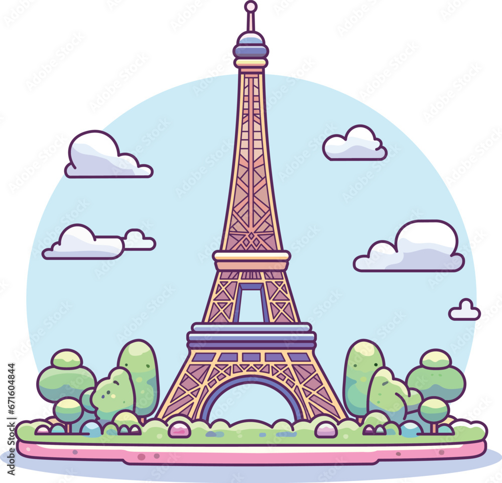 Eiffel Tower 2D illustration drawing of the Eiffel Tower. Eiffel Tower ...