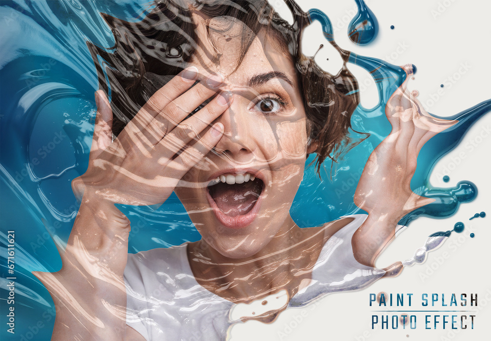 Spilled Paint Photo Effect Overlay Mockup. Generative Ai Stock Template ...