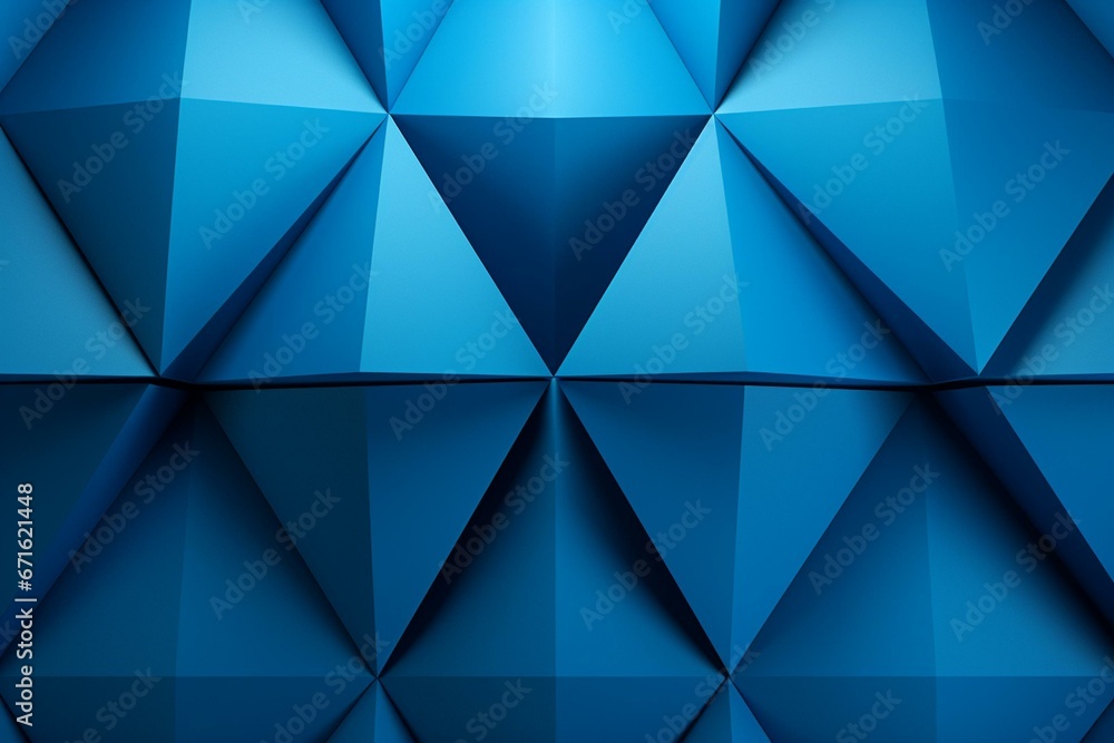 Smooth, azure, triangular paneling with advanced 3D shapes. Digitally ...