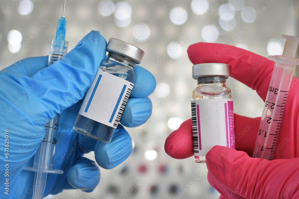 Mock up for Hormone therapy injections - vials of blue testosterone ...