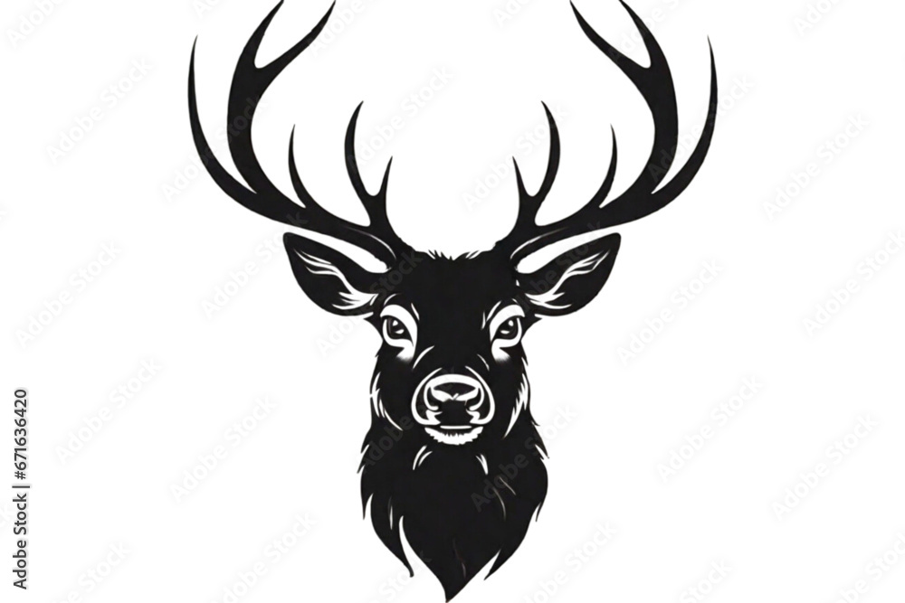 Buck Deer Head Logo: Vector Illustration Design Isolated on a White ...