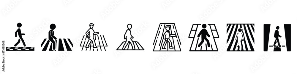 Crosswalk icon. Flat crosswalk vector icon, crosswalk location icon ...