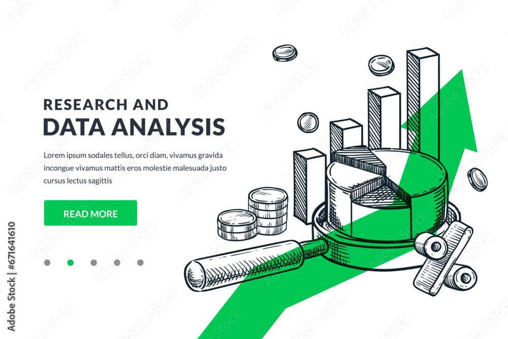 Business data analysis hand drawn vector sketch illustration ...