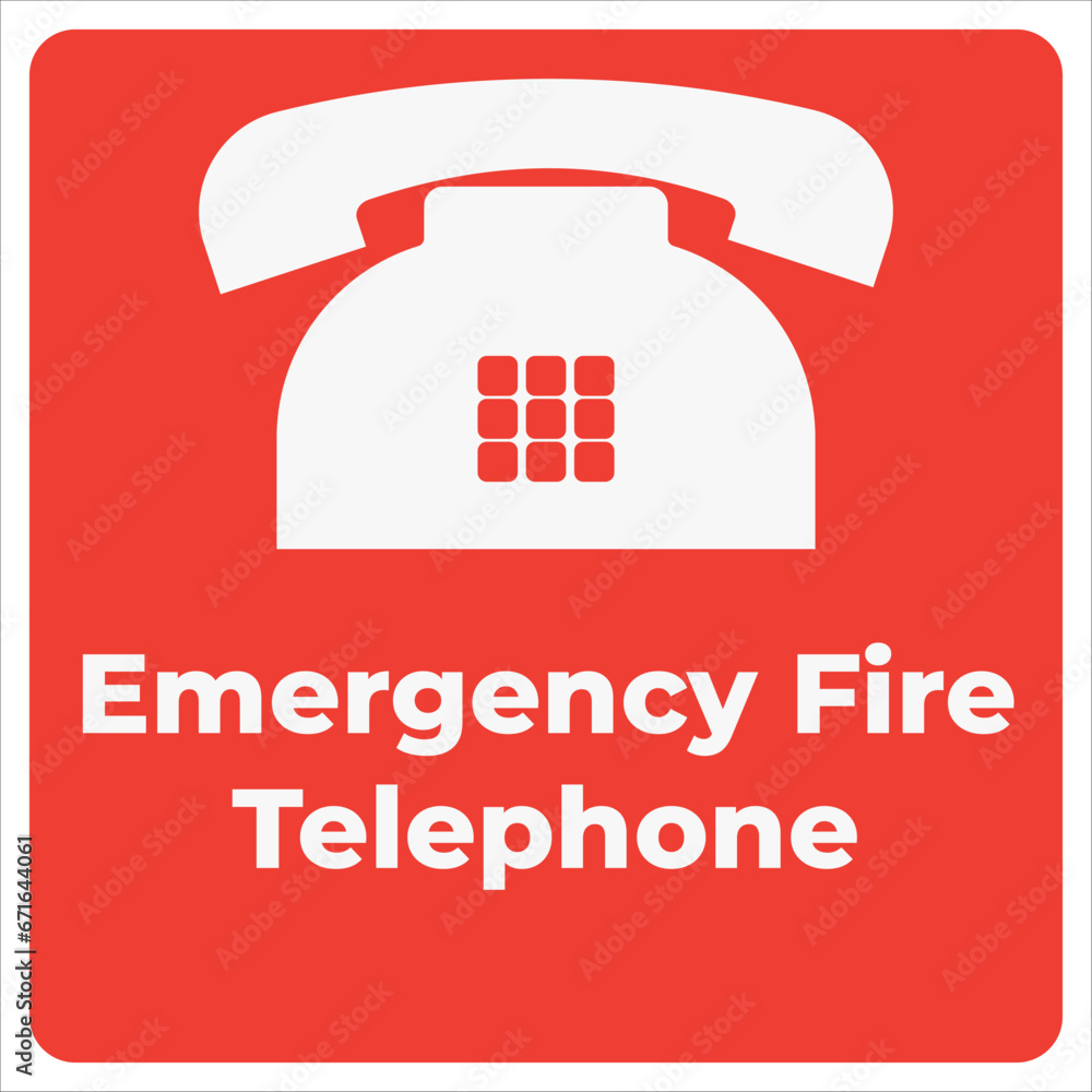 Emergency Fire Telephone Signage in vector EPS. Stock Vector | Adobe Stock