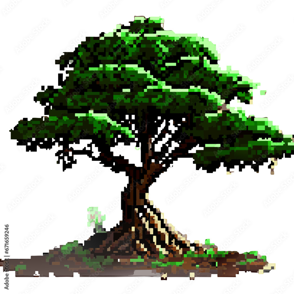 tree with leaves, pixel art, rpg game, rpg maker Stock Vector | Adobe Stock