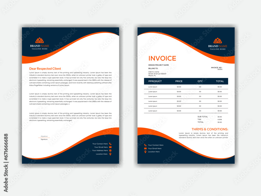 Design of an abstract letterhead and invoice contemporary template for ...