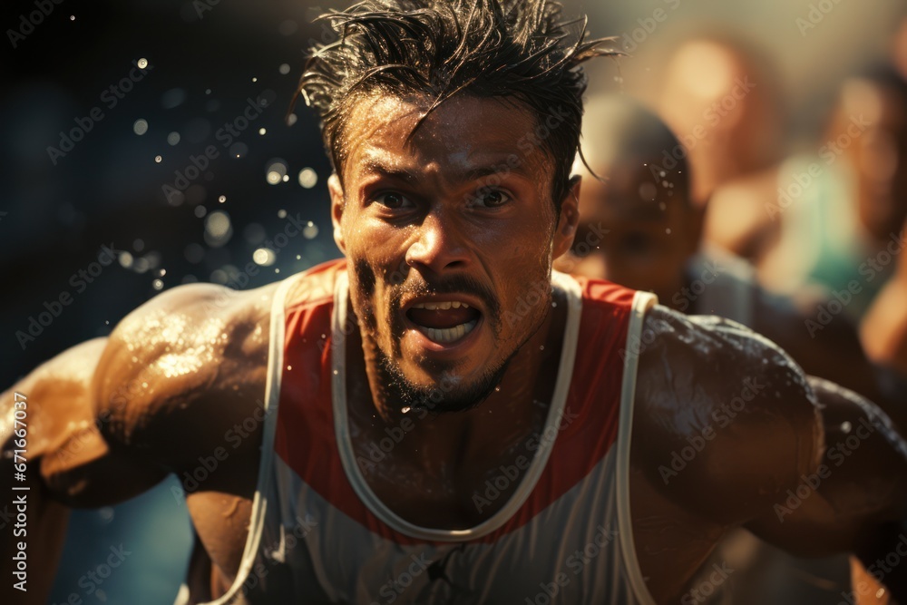 Capturing the powerful a sprinter leaving the starting block ...