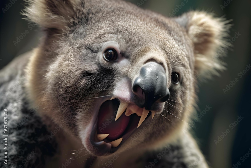 AI generated illustration of an Australian koala with its mouth open ...