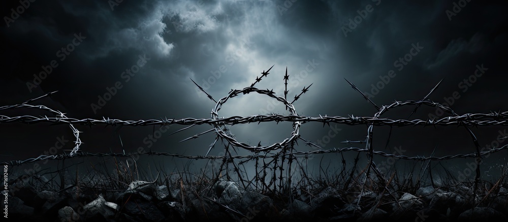 Barbed wire symbolizing violence war human rights violations ...