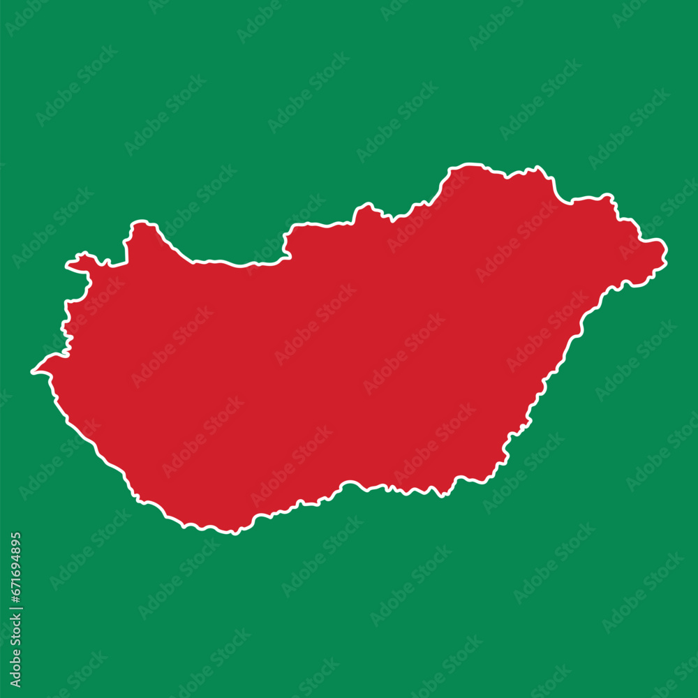 Map of Hungary with red and green background Stock Vector | Adobe Stock