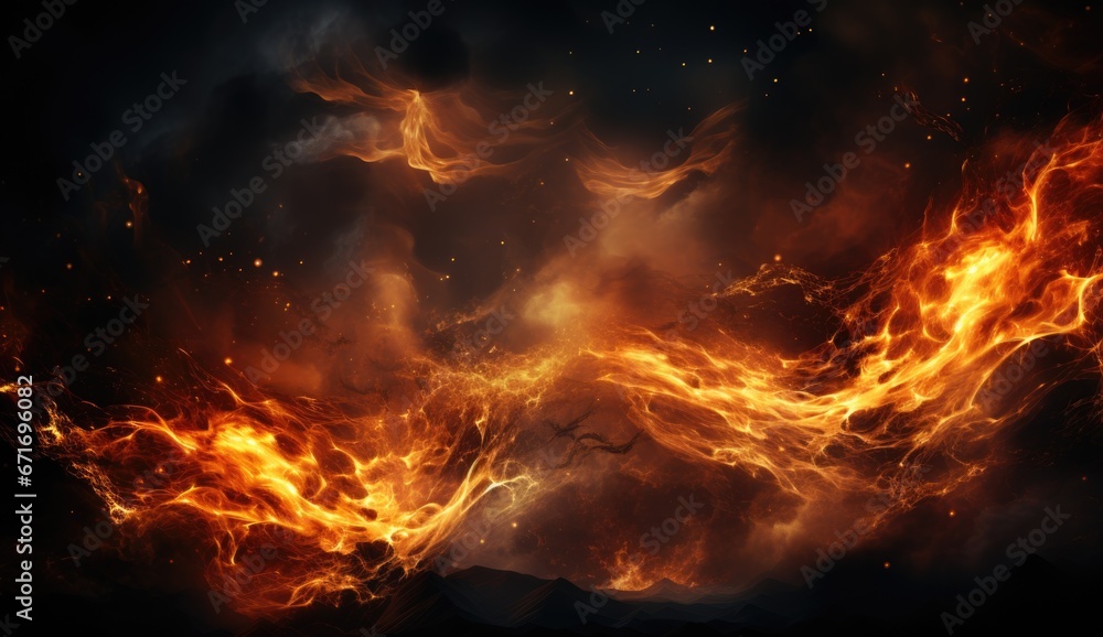 fire effet background design with smoke effects, lighting, spark, blast ...
