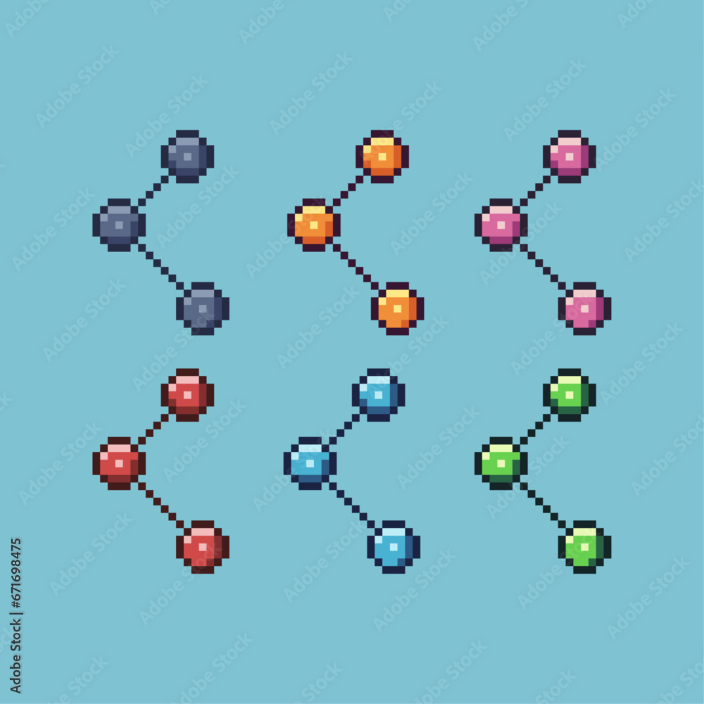 Pixel art sets of sharing icon with variation color item asset. Simple bits of share icon ...