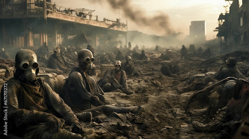 AI generated illustration of post-apocalyptic mutants in a futuristic ...