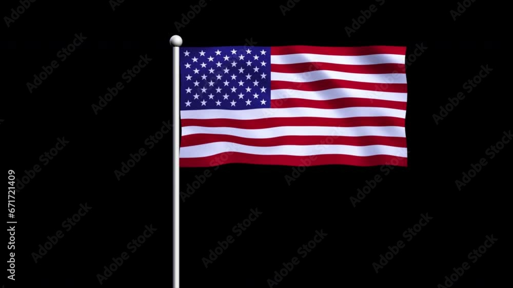 USA Flag Blowing in Wind 4k Realistic 3d flag waving animation seamless ...