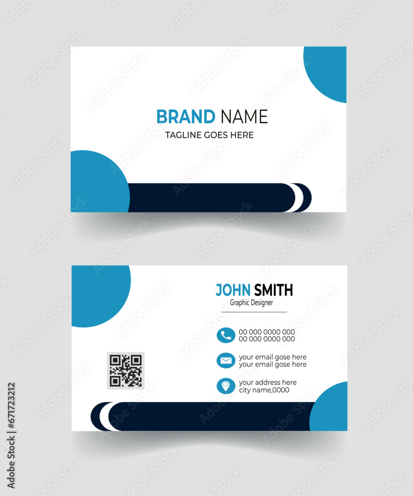 Modern and minimalist business card layout set. Portrait and landscape ...