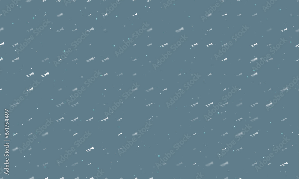 Seamless background pattern of evenly spaced white trumpet symbols of ...