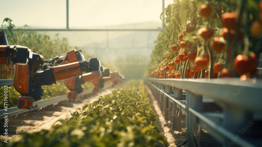 Robot arm harvesting plants at Smart farm, Autonomous farming with ...