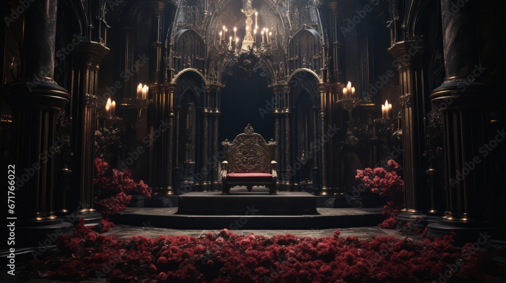 majestic throne room decorated with patterns in the gloom Stock ...