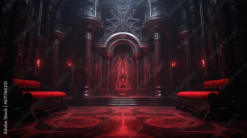 majestic throne room decorated with patterns in the gloom Stock ...