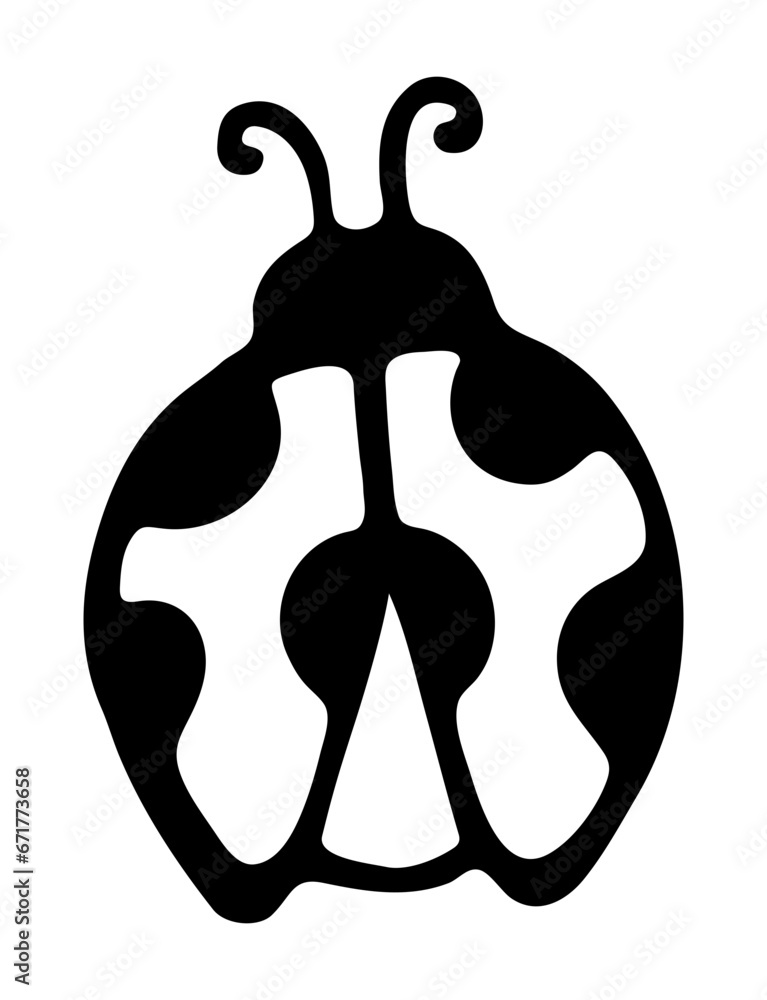 Outline lady bird logo. Black hand drawn doodle sketch. Line art. Black ...