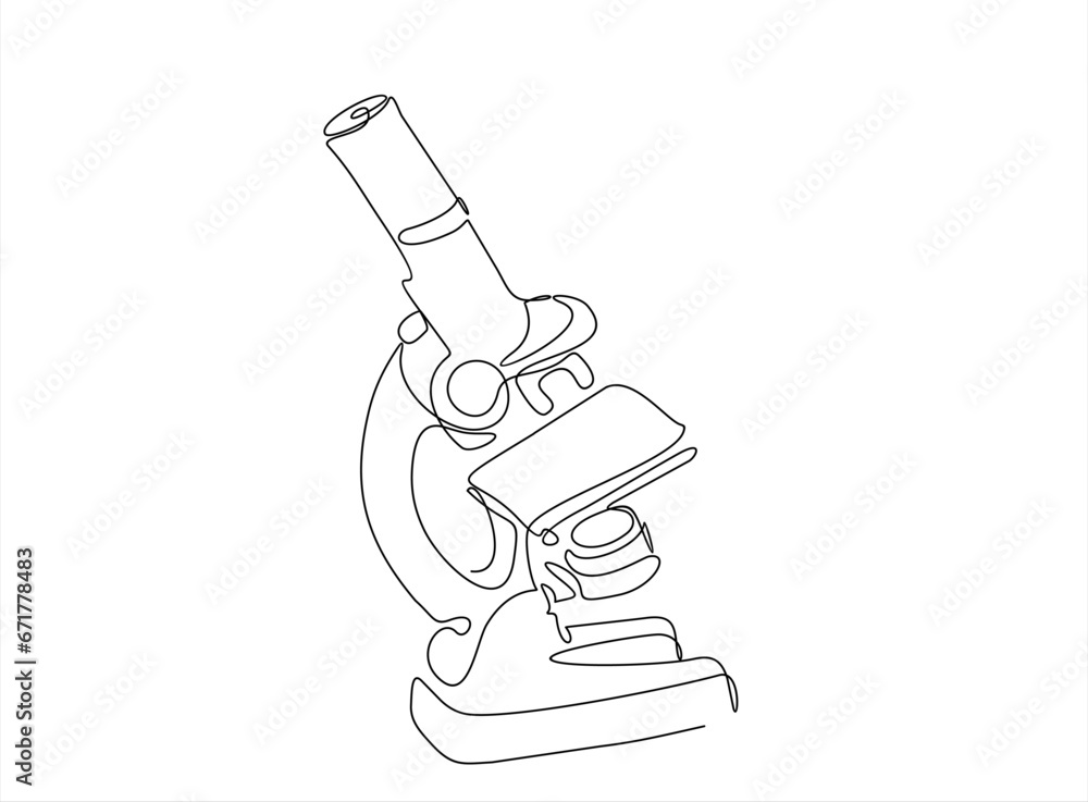 Continuous one line drawing of microscope laboratory. Microscope line ...