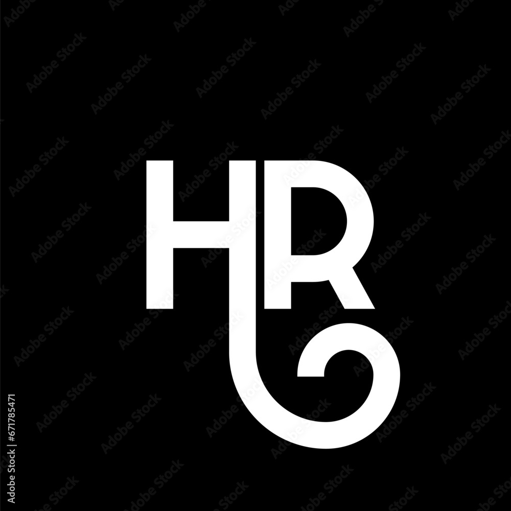HR letter logo design on black background. HR creative initials letter ...