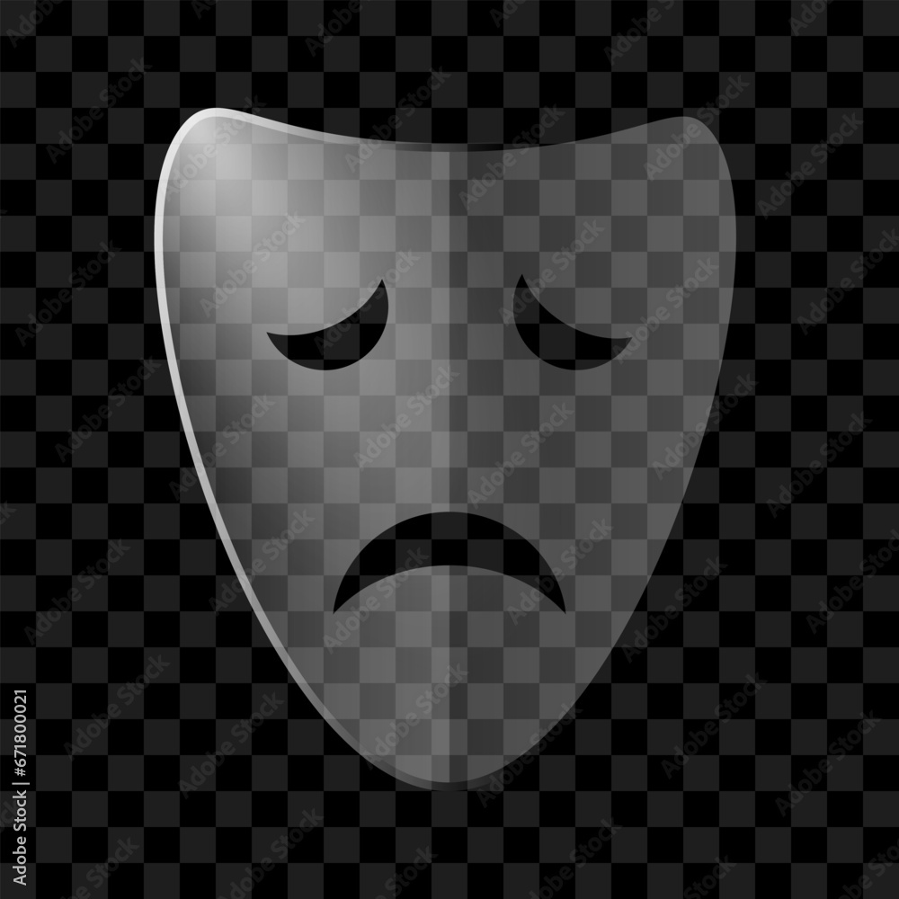 Vetor de Sad mask. Tragic theatrical mask with a transparent effect ...