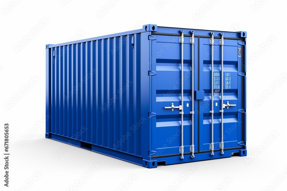 Blue shipping container isolated on white background. Generative AI ...