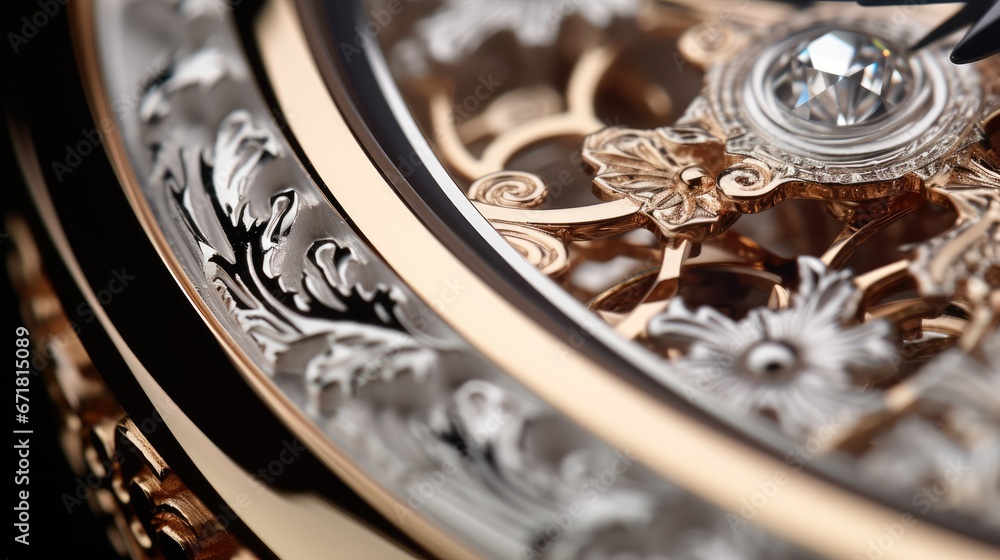 a close up of a watch face with a diamond in the center of the face and ...