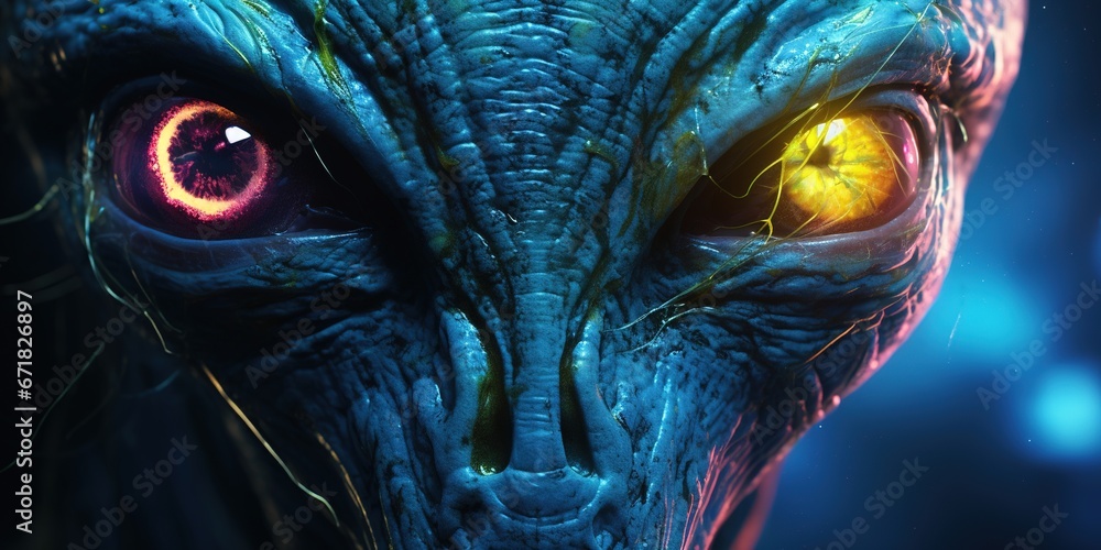 The mesmerizing eyes of an alien creature are captured in vivid detail ...