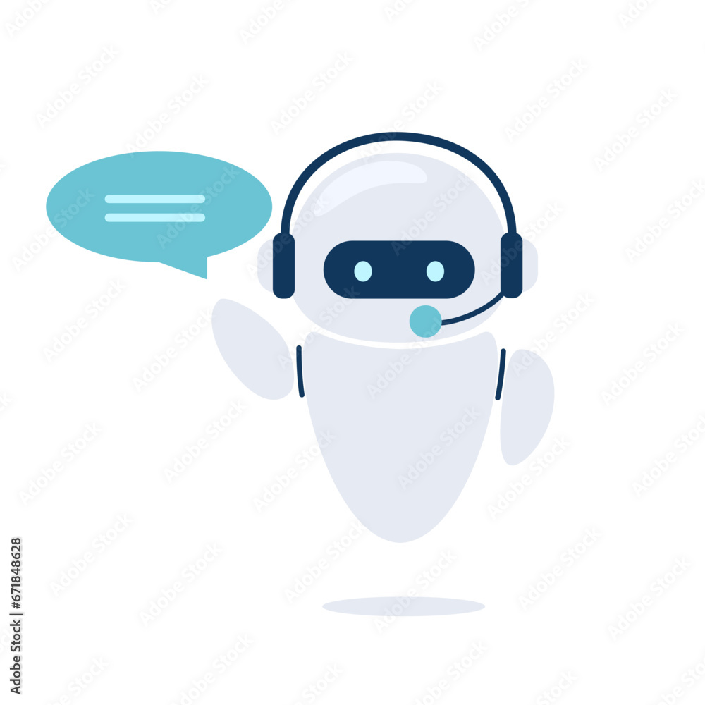 Digital Chat Bot Robot Assistant For Customer Support Concept Of