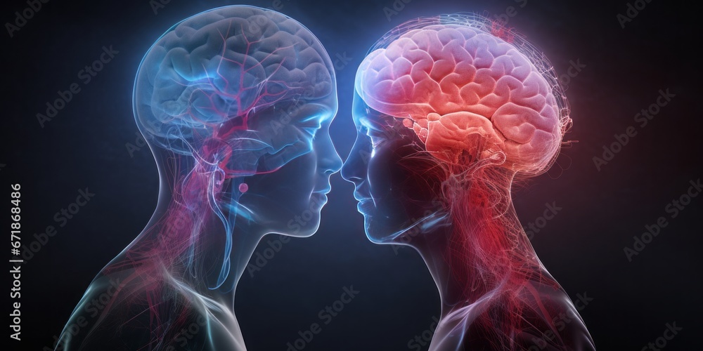 Scans of Male and Female Brains, Symbolizing Reflections, Mirroring ...