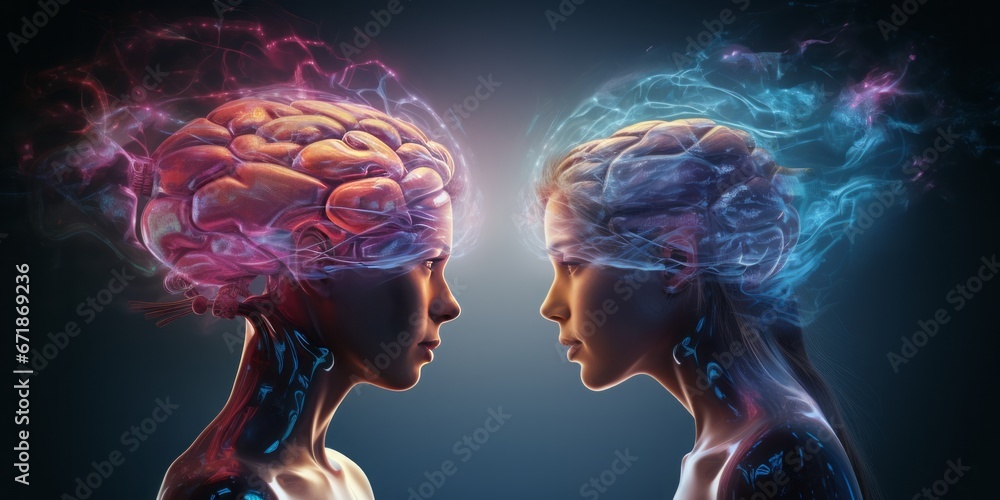 Scans of Male and Female Brains, Symbolizing Reflections, Mirroring ...
