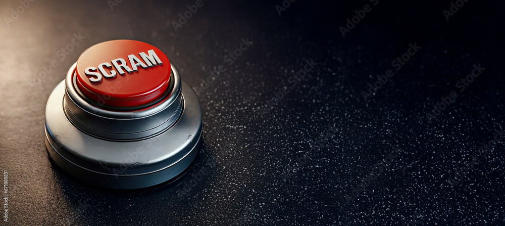 The large red button labeled SCRAM is an acronym used in the nuclear ...
