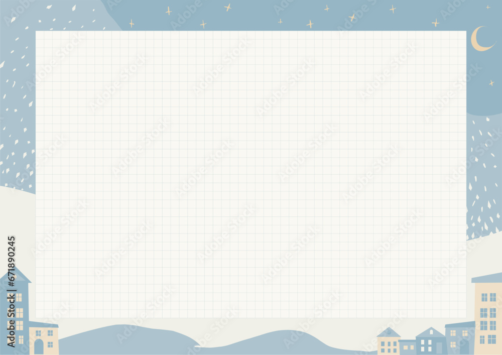 Cute checkered sheet pattern for notepad with winter landscape ...
