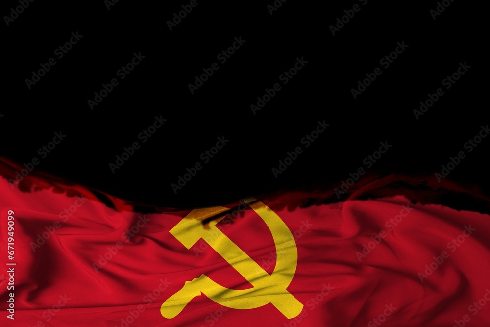 Photo & Art Print Big wavy communist flag on red background textile ...