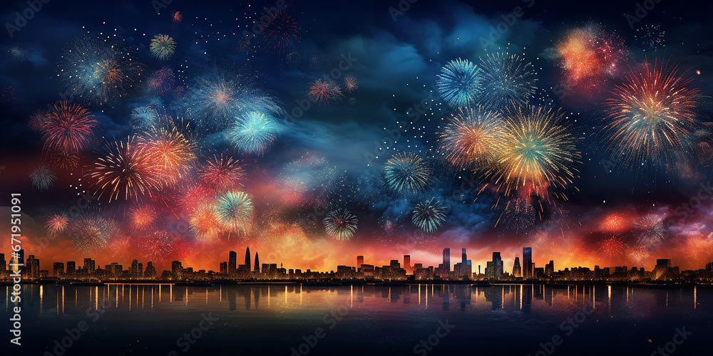 Fireworks Extravaganza: Design a background featuring a spectacular ...