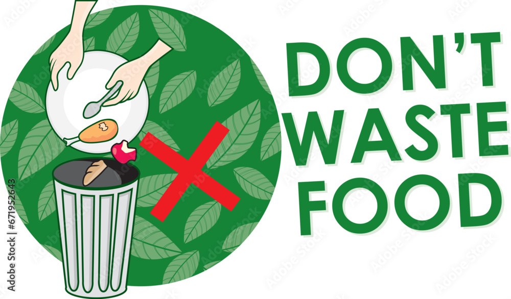 Vettoriale Stock Please don't waste food, vector illustration sign ...
