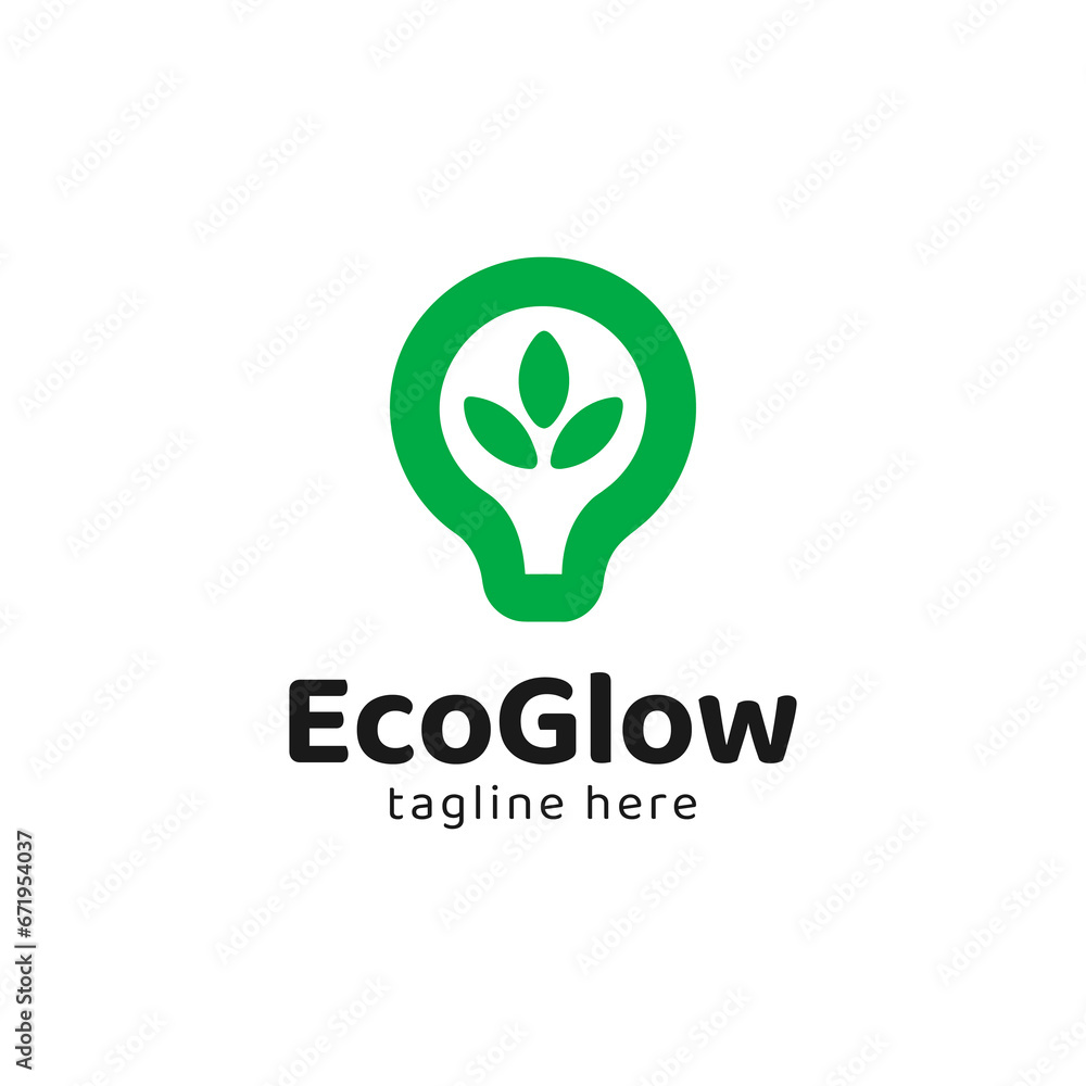 Eco glow logo design, combination of light bulb and leaf logo ...