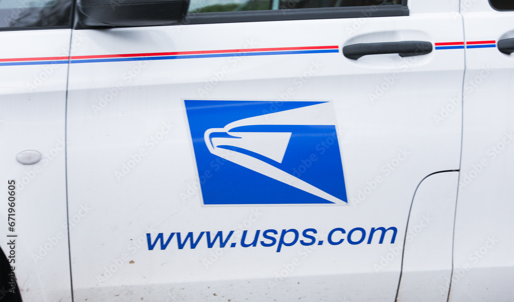Chicago, IL, USA, November 2, 2023, USPS mail symbolizing efficient ...
