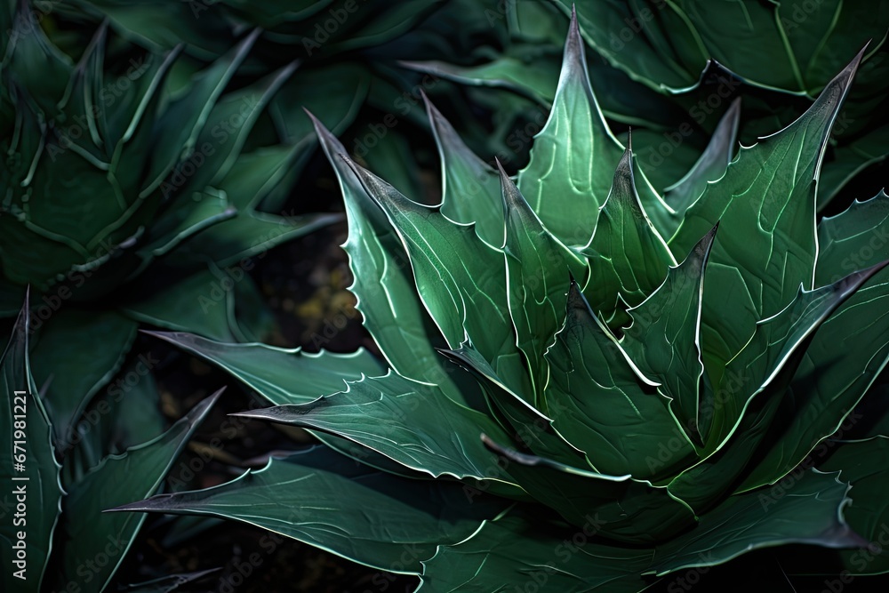Verdant Velvet: Captivating Details and Dark Green Texture of Agave ...