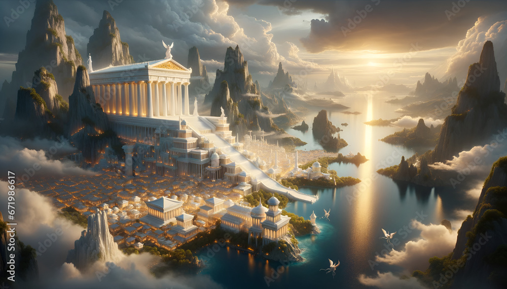 Cinematic and realistic 4K ultra-detailed portrayal of a Greek myth ...