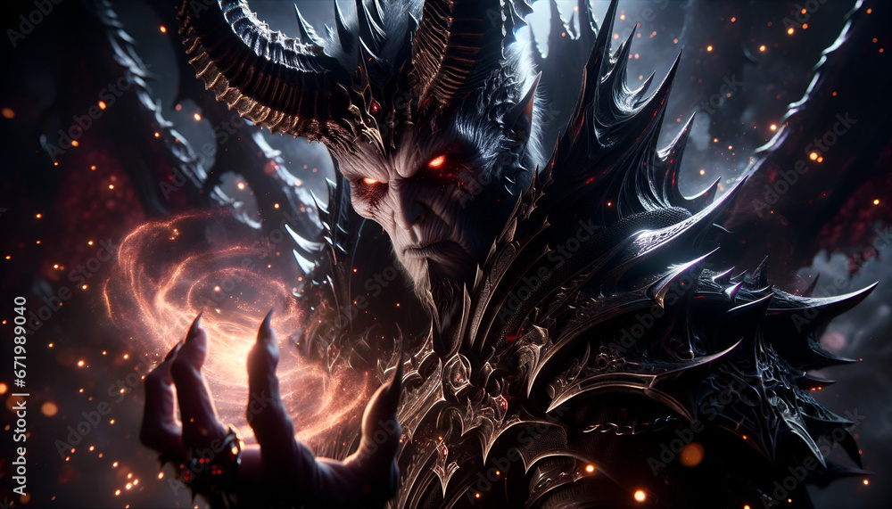 Cinematic representation in 4K ultra detail of a devil lord, the ...