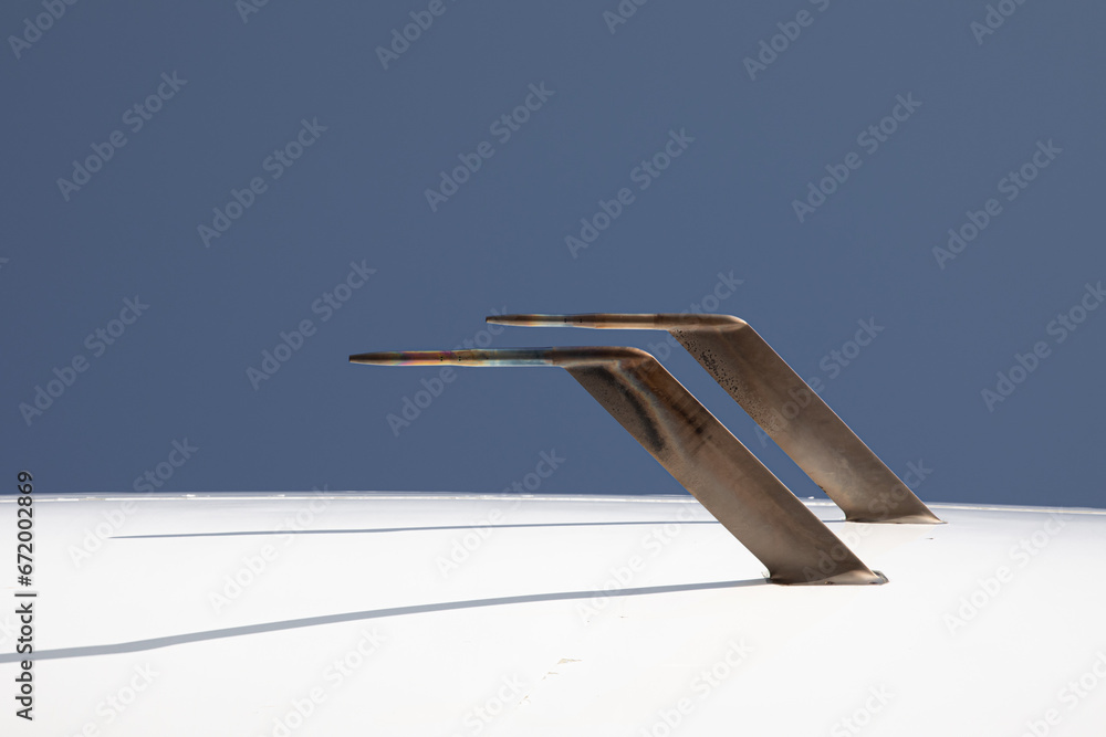 Close-up photo of an aircraft component - a pitot tube used as a probe ...