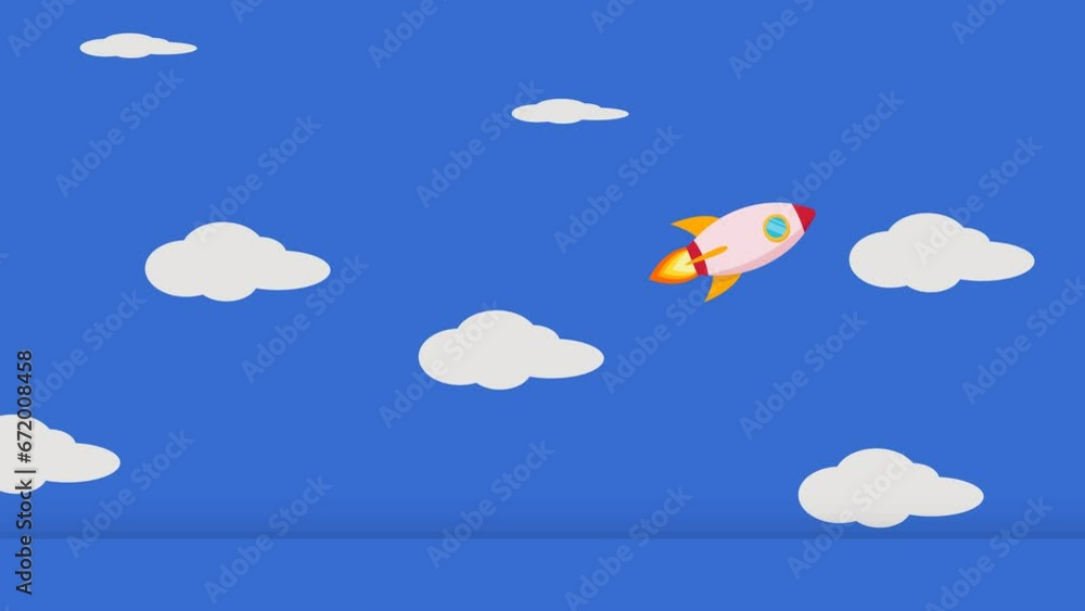 2d Animation 4K Looped animation, spaceship taking off. Seamless motion ...