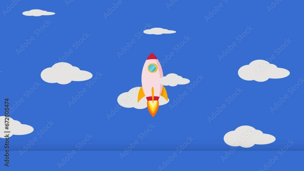 2d Animation 4K Looped animation, spaceship taking off. Seamless motion ...